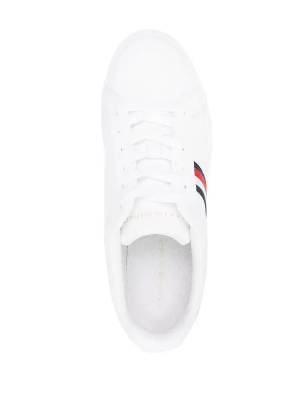 Tommy Hilfiger Essential Tape-detail Leather Sneakers - White