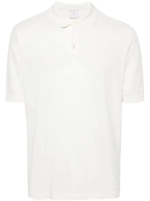 Eleventy Ribbed Cotton Polo Shirt - White