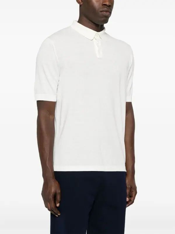Eleventy Ribbed Cotton Polo Shirt - White