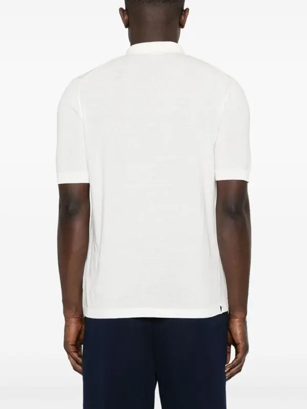 Eleventy Ribbed Cotton Polo Shirt - White