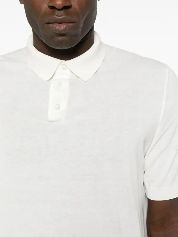 Eleventy Ribbed Cotton Polo Shirt - White