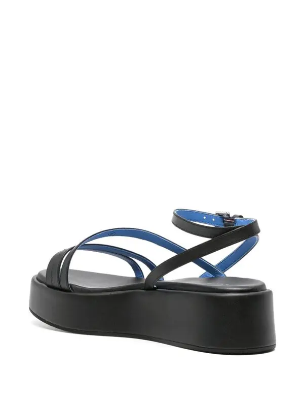 Tommy Hilfiger Leather Platform Sandals - Black
