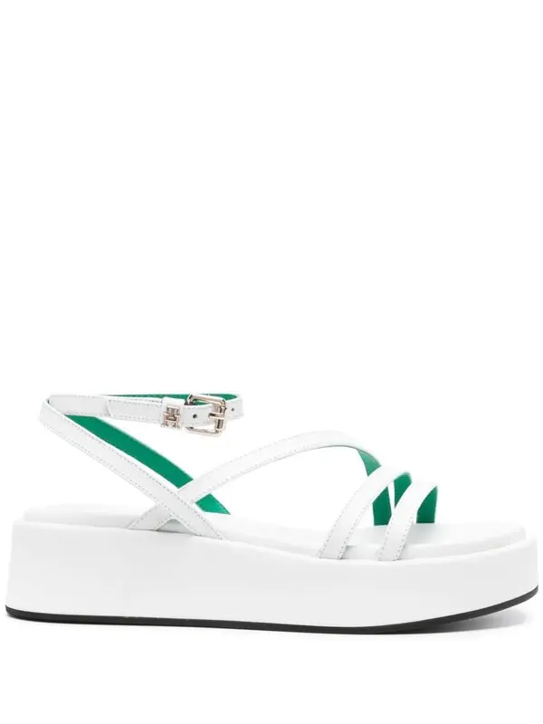 Tommy Hilfiger Leather Platform Sandals - White