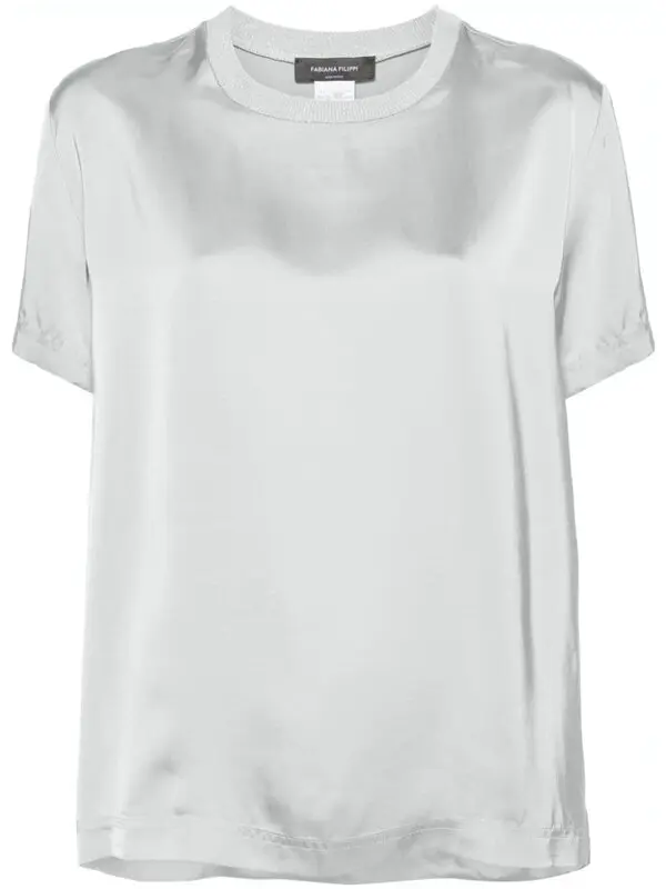 Fabiana Filippi Contrast-neck Satin Blouse