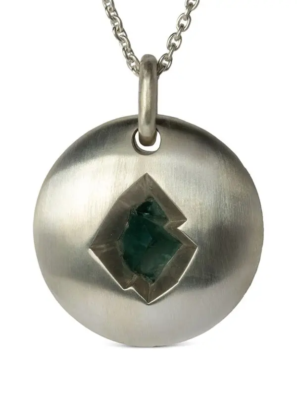 PARTS OF FOUR Disk Fluorite Pendant Necklace - Silver