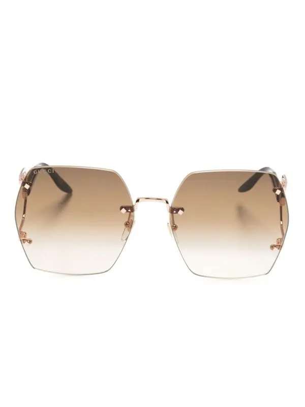 Gucci Double G Oversize-frame Sunglasses - Brown