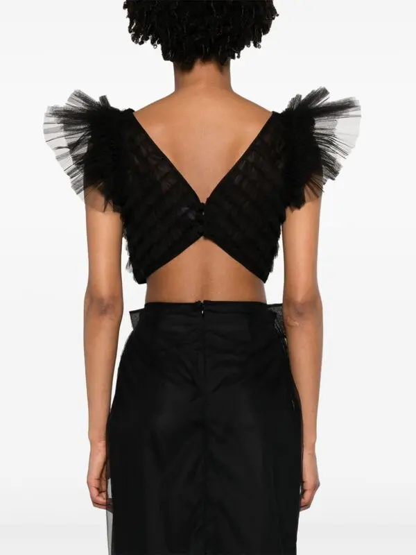 Huishan Zhang Ruffled Tulle Top
