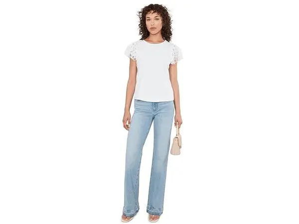 Vince Camuto Crew Neck Blouse With Lace Ruffle Sleeves