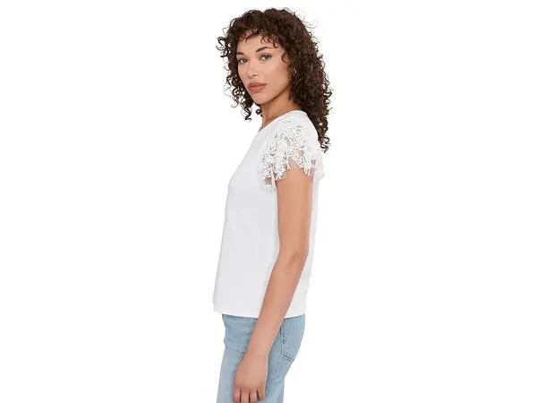 Vince Camuto Crew Neck Blouse With Lace Ruffle Sleeves