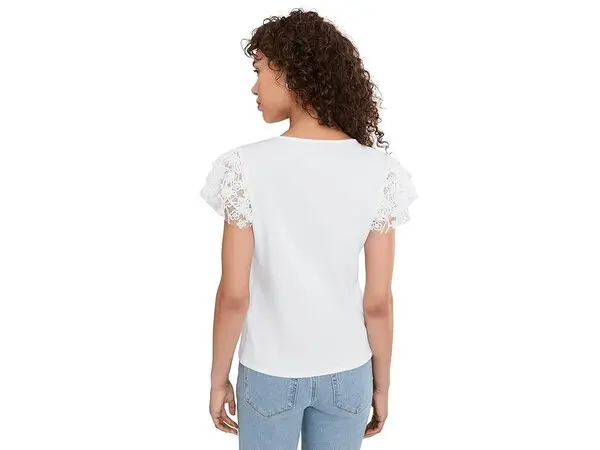 Vince Camuto Crew Neck Blouse With Lace Ruffle Sleeves