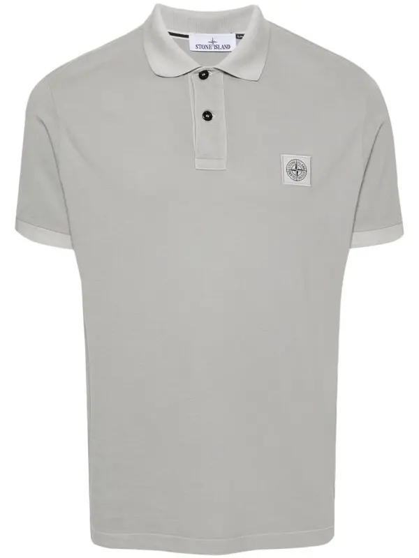 Stone Island Compass-appliqué Polo Shirt - Grey