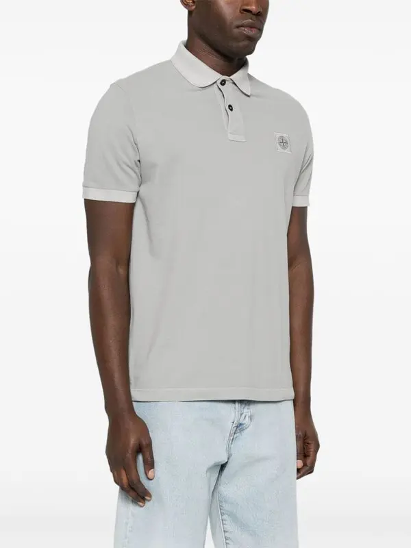 Stone Island Compass-appliqué Polo Shirt - Grey
