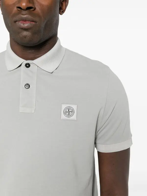 Stone Island Compass-appliqué Polo Shirt - Grey