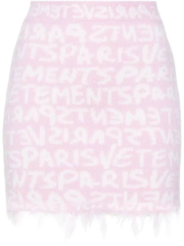 Vetements Monogram-jacquard Merino Miniskirt - Pink