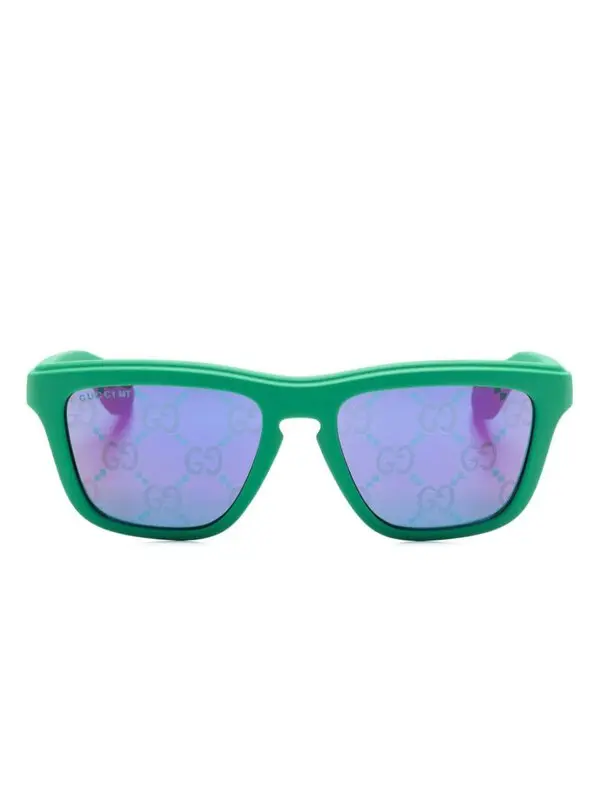 Gucci Gg Supreme Square-frame Sunglasses - Green