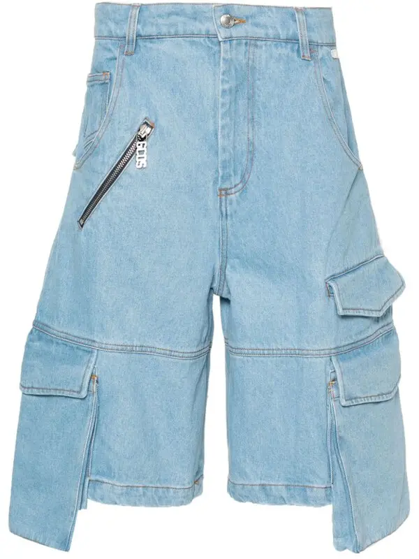 Gcds Logo-plaque Denim Shorts