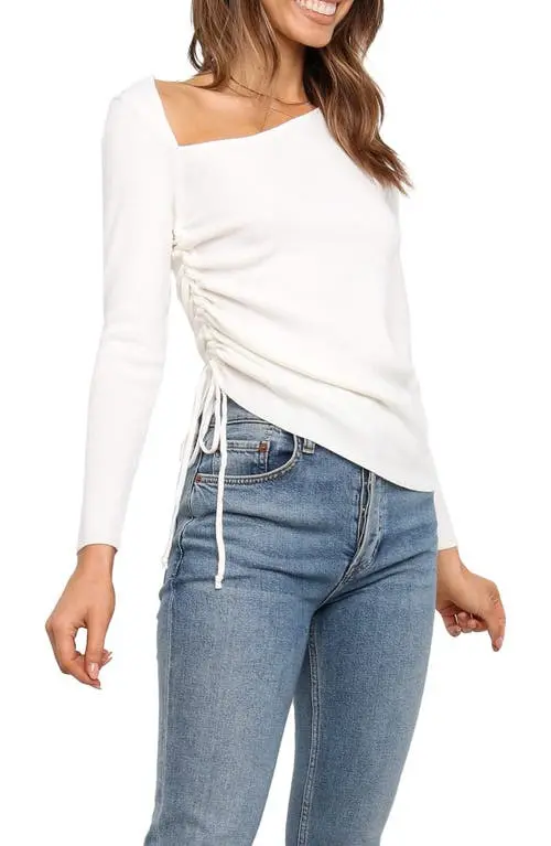 PETAL & PUP Amber Asymmetric Side Ruched Rib Top