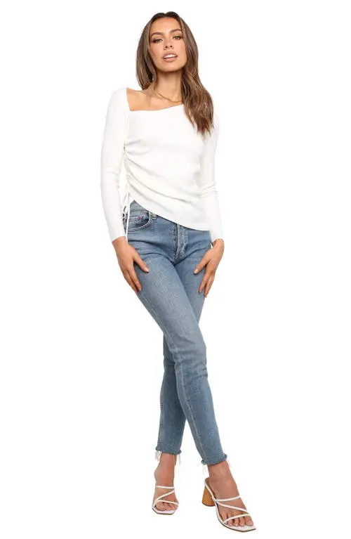 PETAL & PUP Amber Asymmetric Side Ruched Rib Top