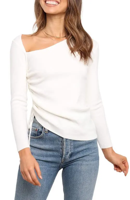 PETAL & PUP Amber Asymmetric Side Ruched Rib Top