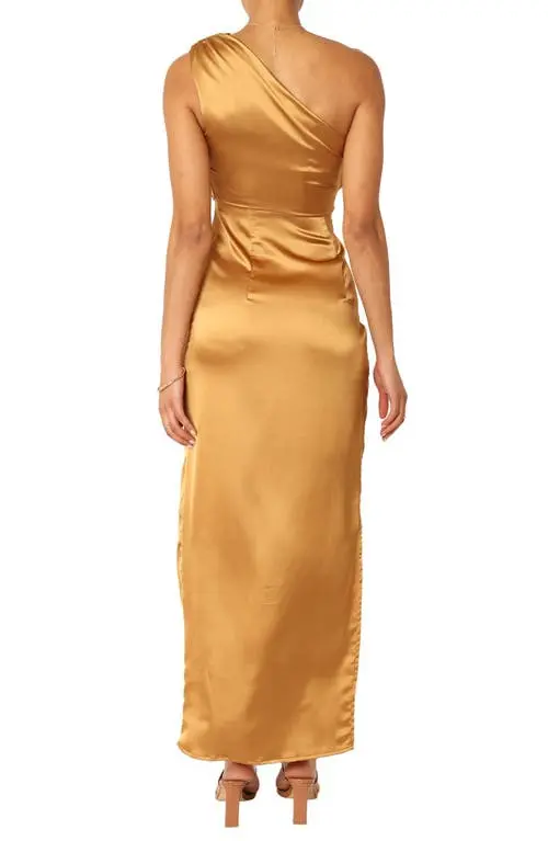Petal & Pup Nadia One-Shoulder Satin Maxi Dress - Bronze - 25% Off |  Editorialist