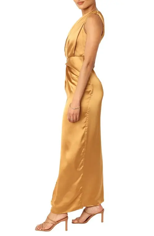 strapless open back dress Sophisticated One Shoulder Split Thigh Bodycon Maxi Dress – Boots N Bags  Heaven main image 0