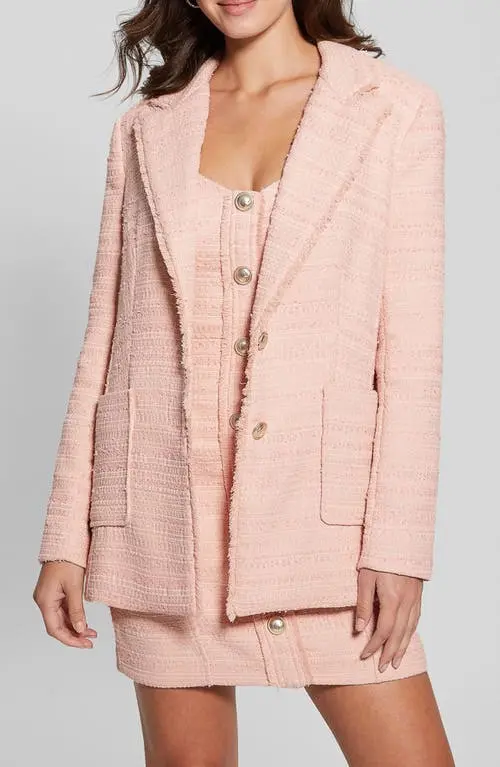 Guess Tosca Metallic Tweed Blazer - Pink