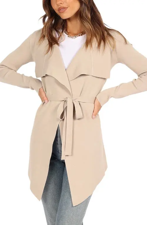 PETAL & PUP Zimmer Tie Waist Cardigan - Beige