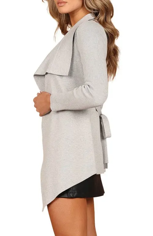 PETAL & PUP Zimmer Tie Waist Cardigan - Grey