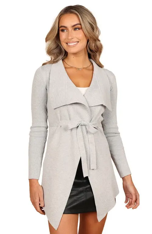 PETAL & PUP Zimmer Tie Waist Cardigan - Grey