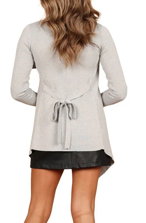 PETAL & PUP Zimmer Tie Waist Cardigan - Grey