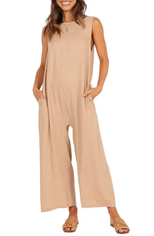 PETAL & PUP Yardlee Sleeveless Jumpsuit - Mocha