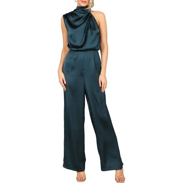 PETAL & PUP Savannah One-shoulder Jumpsuit - Teal