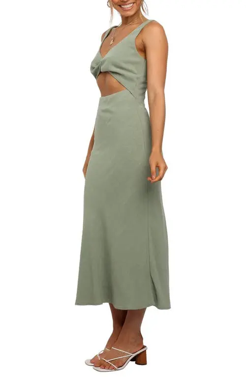 PETAL & PUP Apollo Cutout Midi Dress - Olive