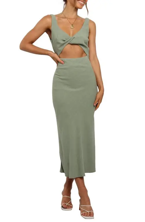 PETAL & PUP Apollo Cutout Midi Dress - Olive