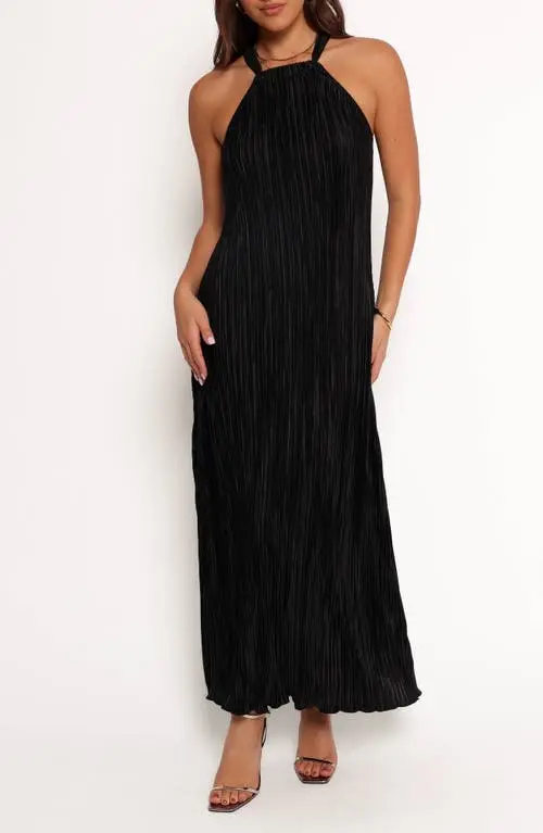 PETAL & PUP Melody Plissé Maxi Dress - Black