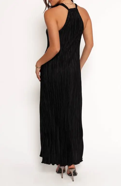 PETAL & PUP Melody Plissé Maxi Dress - Black