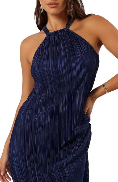 PETAL & PUP Melody Plissé Maxi Dress - Navy