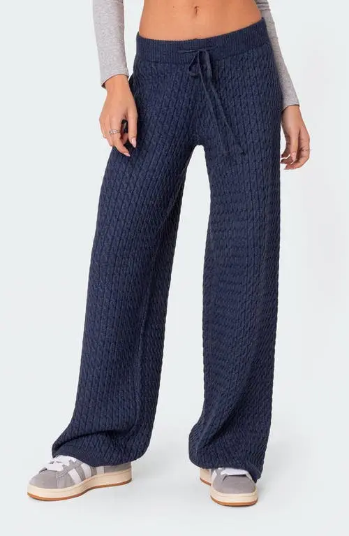 EDIKTED Portia Cable Knit Flare Pants