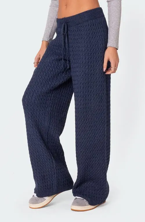 EDIKTED Portia Cable Knit Flare Pants