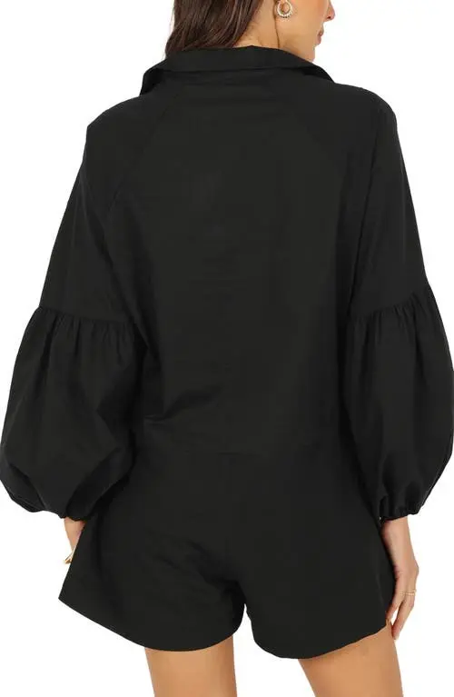 PETAL & PUP Elsa Long Sleeve Romper - Black