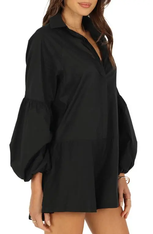 PETAL & PUP Elsa Long Sleeve Romper - Black