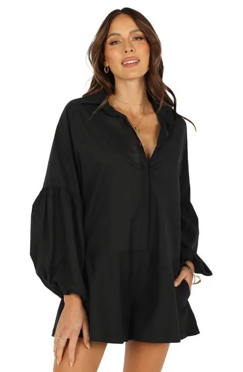 PETAL & PUP Elsa Long Sleeve Romper - Black