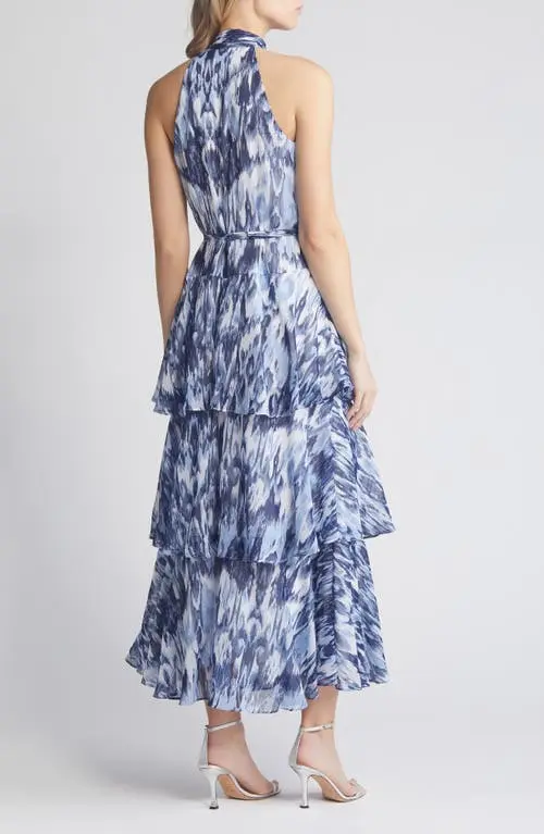 Julia Jordan Tiered Tie-neck Maxi Dress