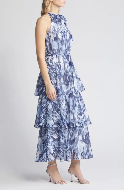 Julia Jordan Tiered Tie-neck Maxi Dress