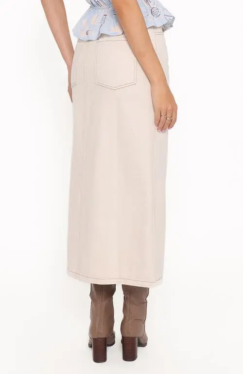 PETAL & PUP Dana Denim Midi Skirt - Bone