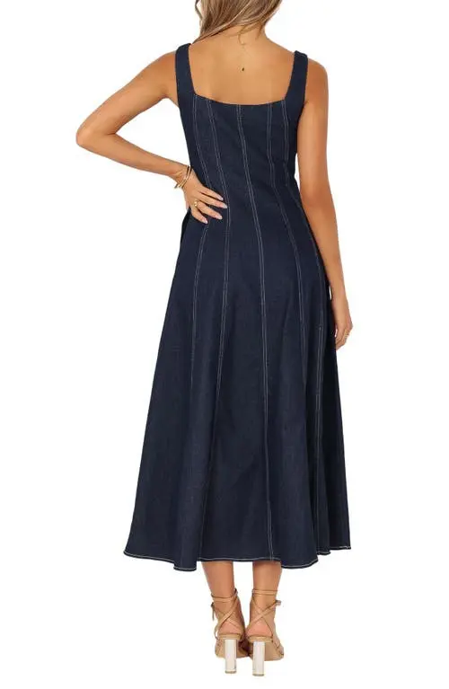 PETAL & PUP Callum Denim Maxi Dress