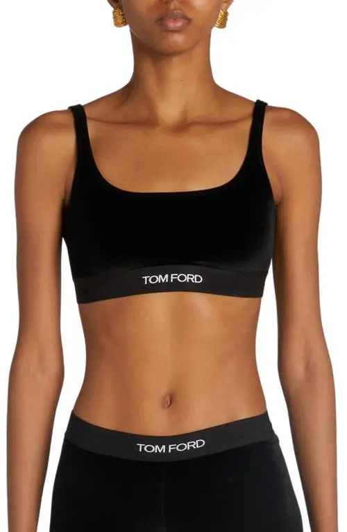 TOM FORD Signature Velour Bralette - Black