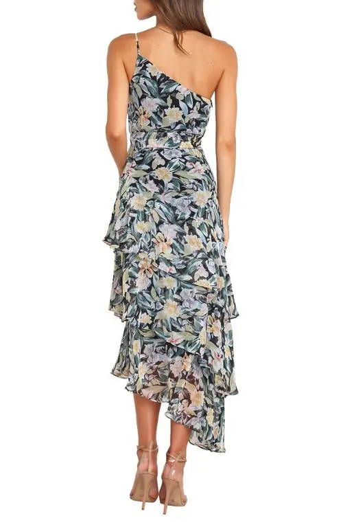 PETAL & PUP Amren Floral One-shoulder Dress - Black