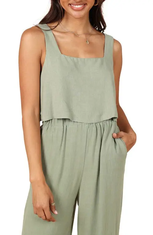 PETAL & PUP Eleanor Linen Crop Tank - Green