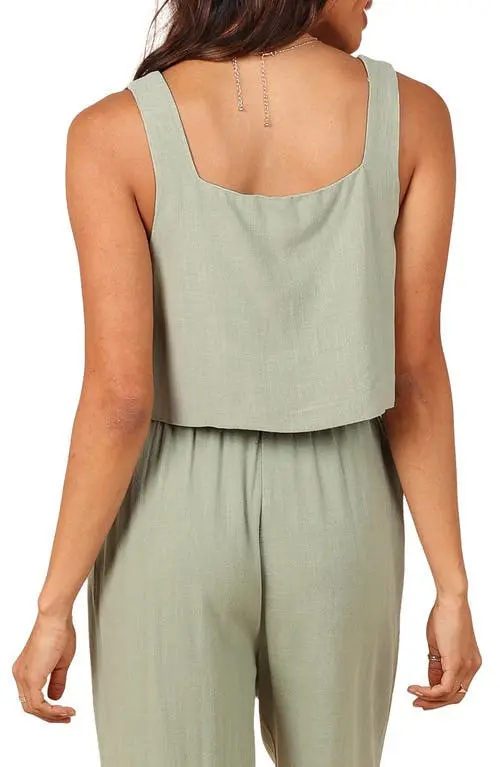 PETAL & PUP Eleanor Linen Crop Tank - Green